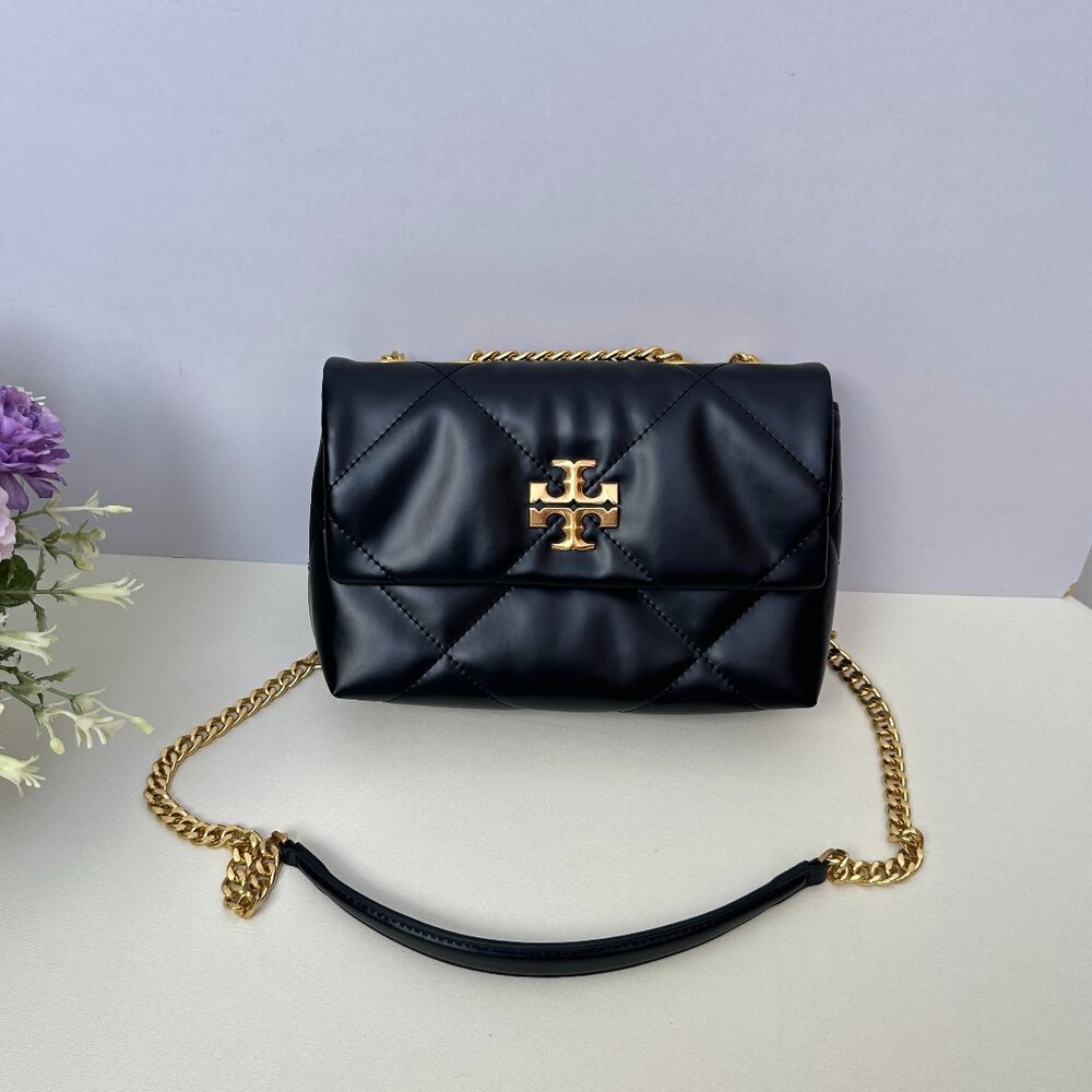 Tory Burch Diamond Grid Black Gold Chain Bag Shoulder… - Gem